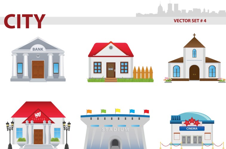 Public building set 5 Royalty Free Vector Image