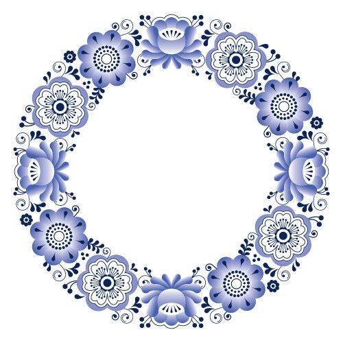 Russian ceramics gzhel pattern - floral moon shape