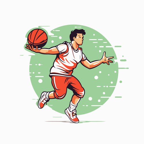 Basketball player jumping with ball in his hand Vector Image