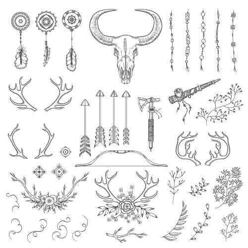 Hand drawn tribal collection Royalty Free Vector Image