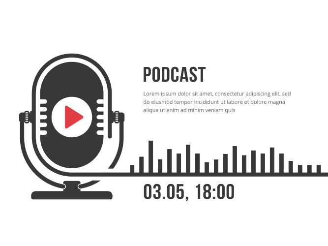 Podcast cover design background with microphone Vector Image