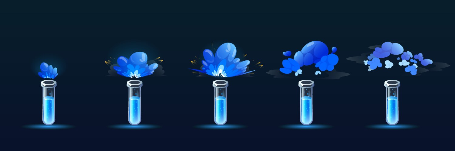 Potion bottle with puff cloud animation set Vector Image