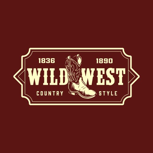 Cowboy boot colorful vintage label Royalty Free Vector Image