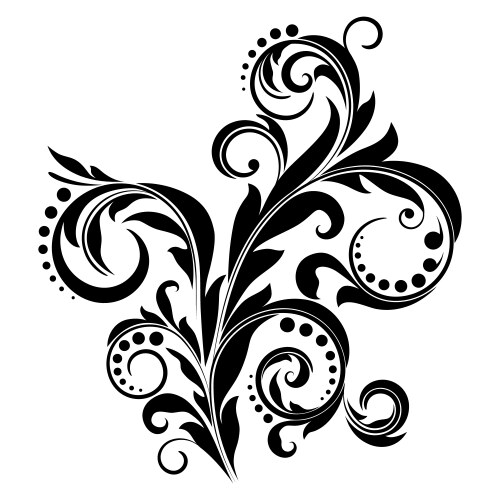 Black floral branch decorative filigree design Vector Image
