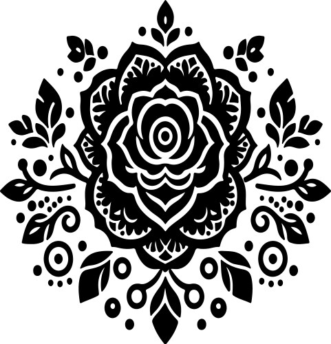 A simple rose mandala design silhouette Royalty Free Vector