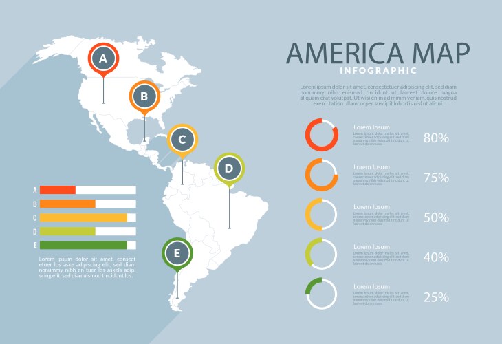 Linear america map infographic Royalty Free Vector Image