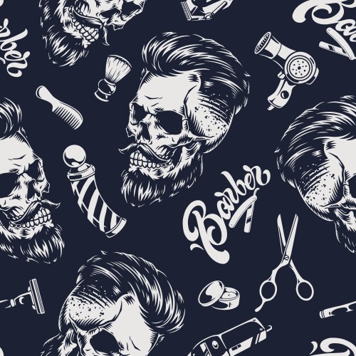 Barber industry seamless pattern monochrome Vector Image