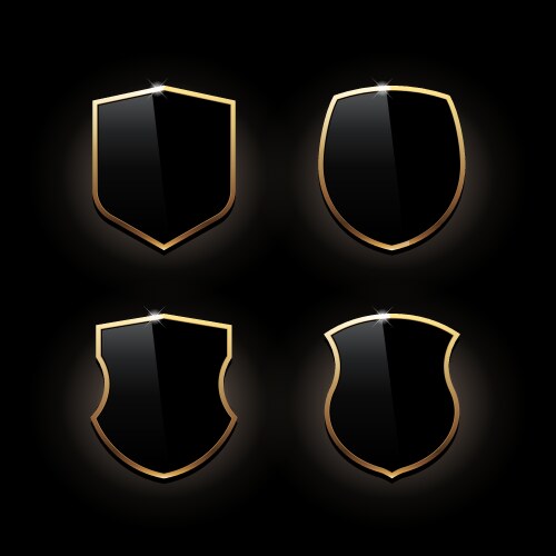 Shield and ribbon in bright gold Royalty Free Vector Image