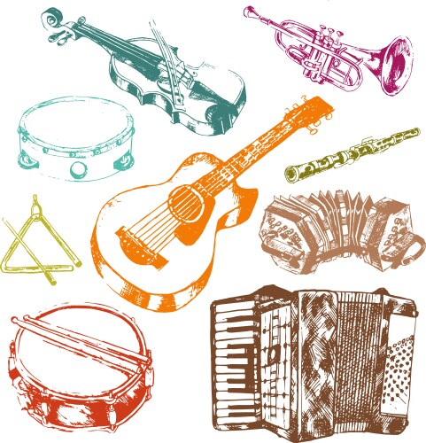 Country music instruments for design Royalty Free Vector