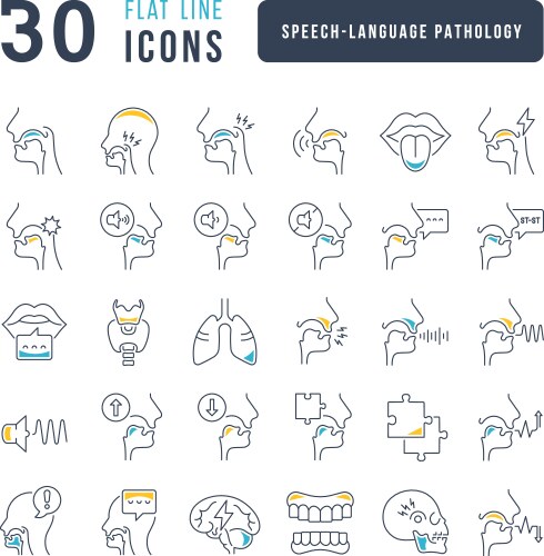 Set of linear icons speech-language pathology Vector Image