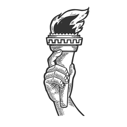 Torch hand hold olympic burning stick retro Vector Image