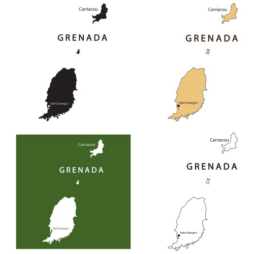 Grenada Island Map - Black Contour – Royalty-Free Vector | VectorStock
