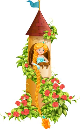 Princess rapunzel in tower Royalty Free Vector Image