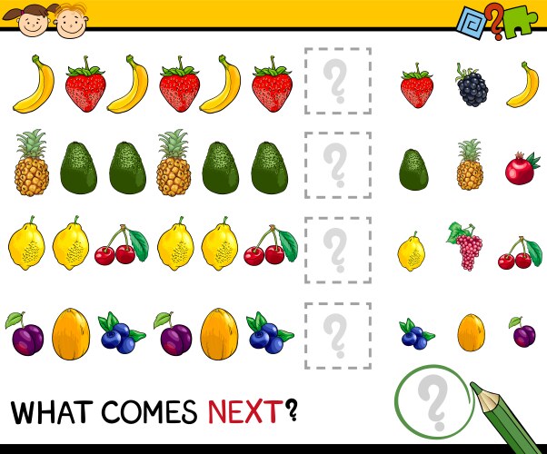Educational game for children what comes next Vector Image