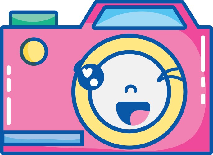 Digital camera and cartoon bird Royalty Free Vector Image