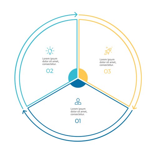 Business infographics pie chart with 3 parts Vector Image