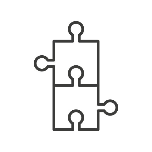 Puzzle piece icon set logic solution symbol join Vector Image