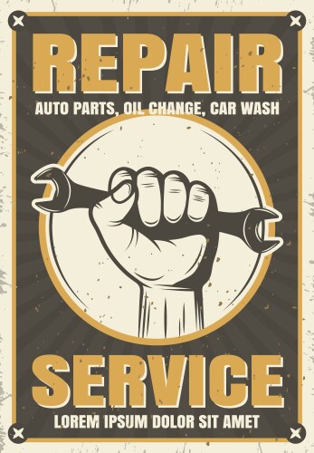 Auto service retro poster Royalty Free Vector Image