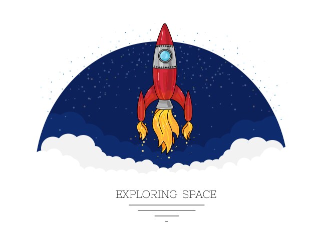 Rocket in space Royalty Free Vector Image - VectorStock