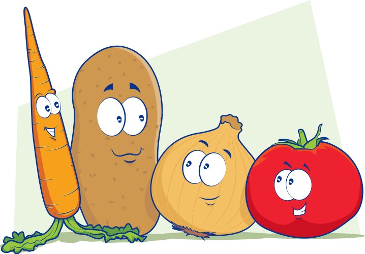 Comic vegetables group cartoon Royalty Free Vector Image