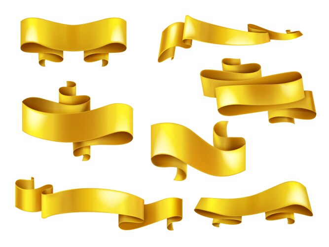 Golden ribbons congratulations banner element Vector Image