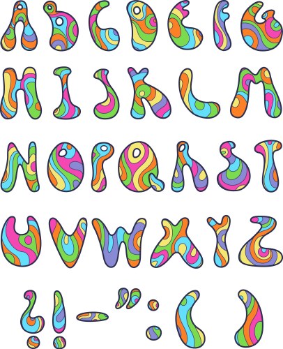 Psychedelic alphabet letters Royalty Free Vector Image