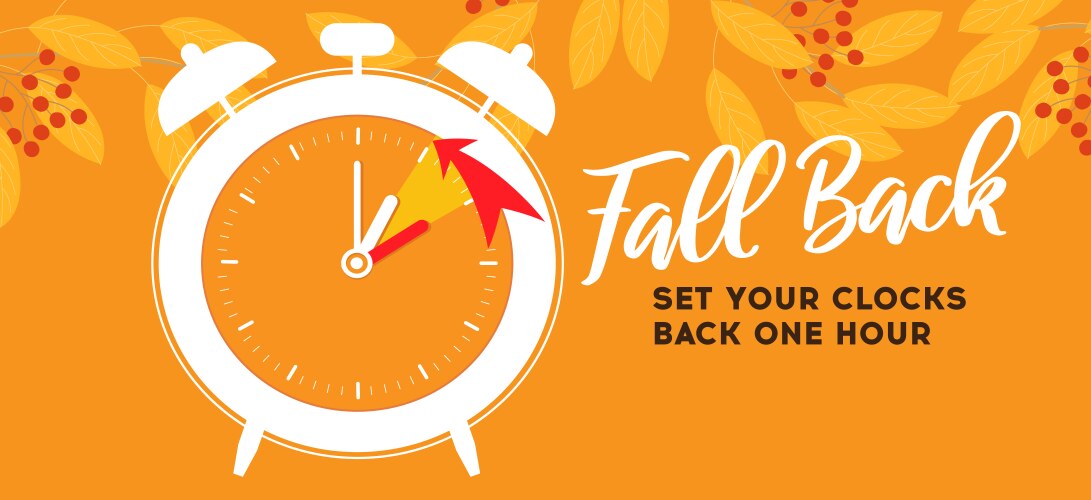 Daylight saving time ends 2023 fall back concept Vector Image