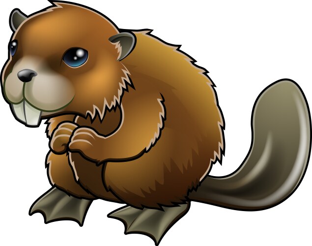 Cute beaver mascot animal icon Royalty Free Vector Image