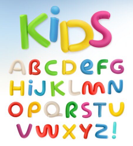 Font abc and happy children Royalty Free Vector Image