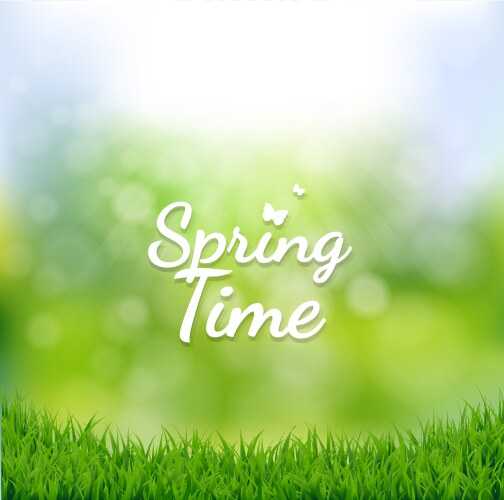 Spring time landscape house on the hill garden Vector Image