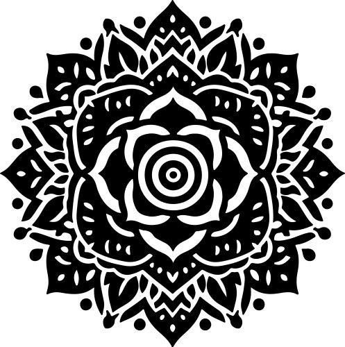 A simple rose mandala design silhouette Royalty Free Vector