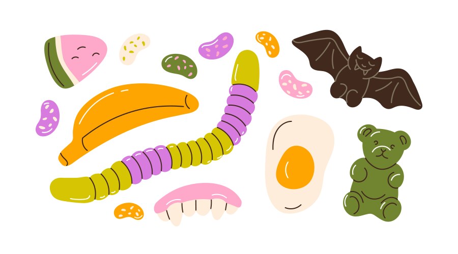 Cute Gummy Candy Set Royalty Free Vector Image