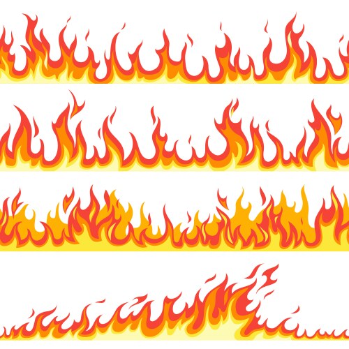 Horizontal seamless fire borders Royalty Free Vector Image