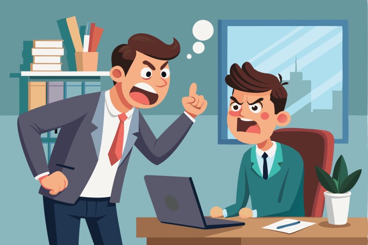 Angry boss shouting at scared employee Royalty Free Vector