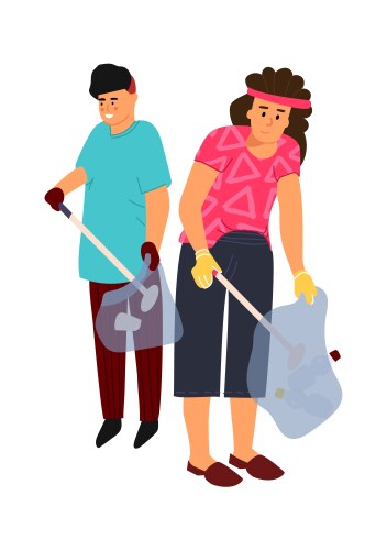 Woman sorting and recycling garbage cartoon Vector Image