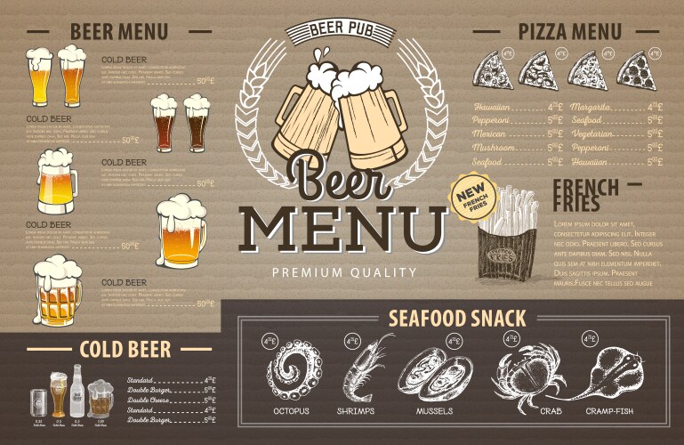 Alcohol cocktails drink menu card template Vector Image