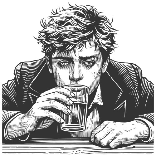 Alcoholic man holding beer mug Royalty Free Vector Image