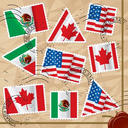Stamps with flags Royalty Free Vector Image - VectorStock
