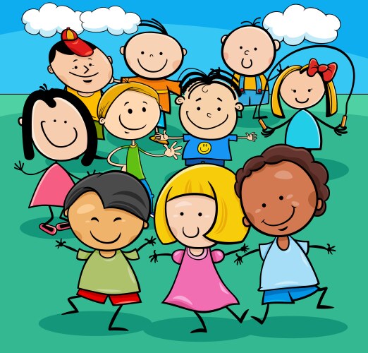 Cartoon children characters on playground Vector Image