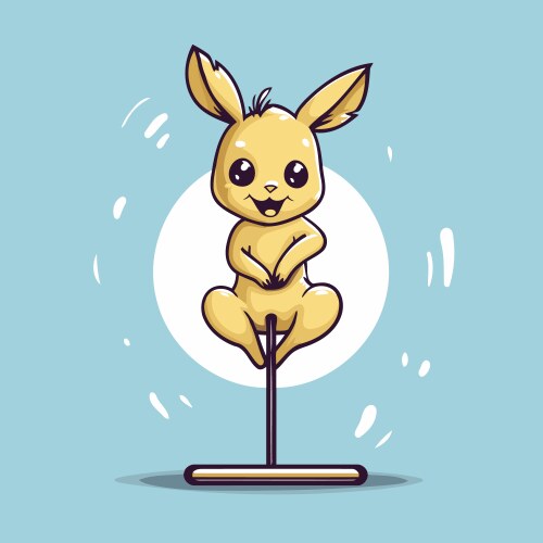 Cute cartoon rabbit on the meadow in flat style Vector Image