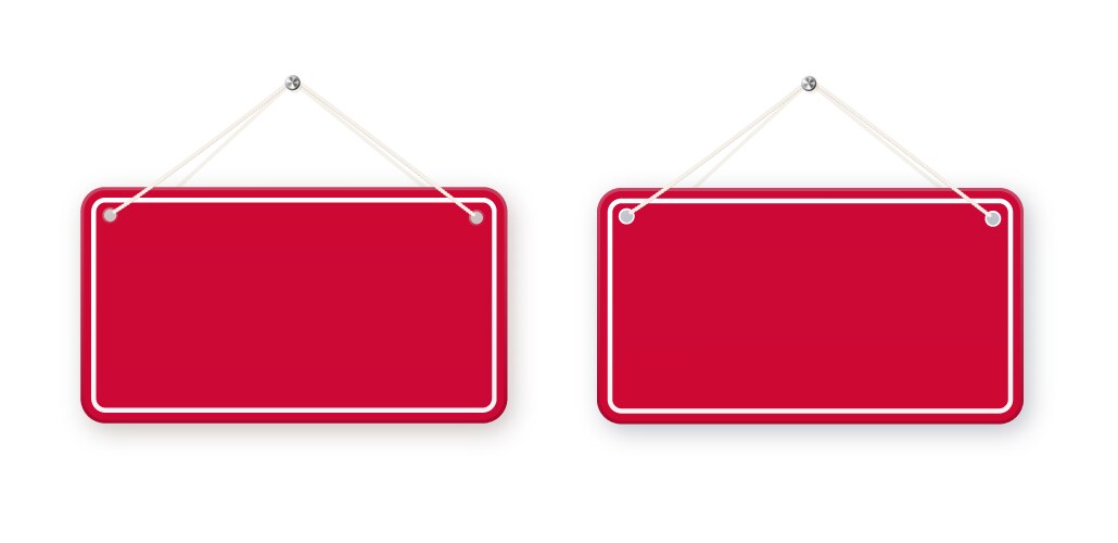 Red shop door signs hanging isolated empty Vector Image
