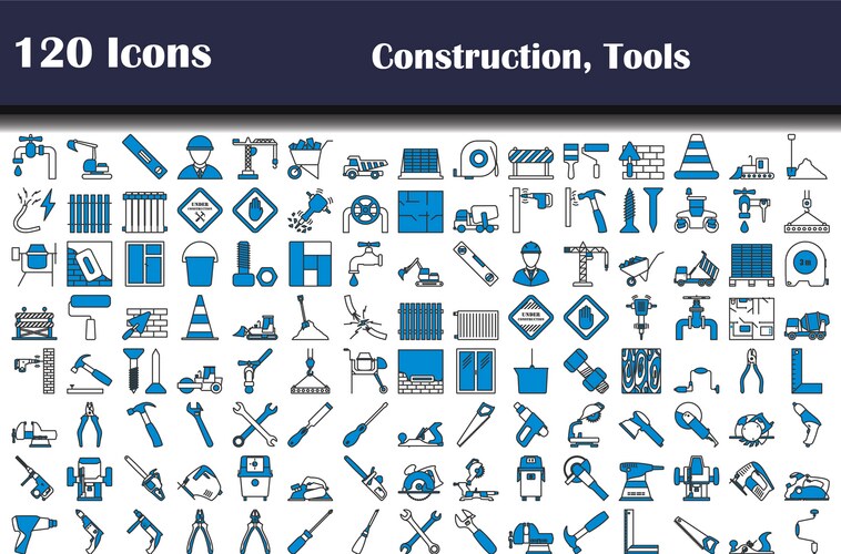 Construction solid icon set Royalty Free Vector Image