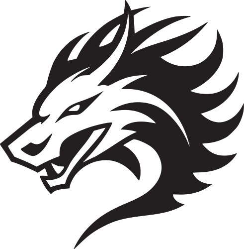 Black and white dragon head Royalty Free Vector Image