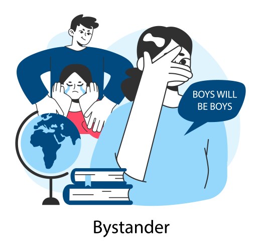 School bullying bystander ignored a victim being Vector Image