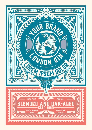 Vintage liquor labels template front back Vector Image