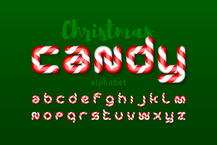 Christmas candy cane font Royalty Free Vector Image