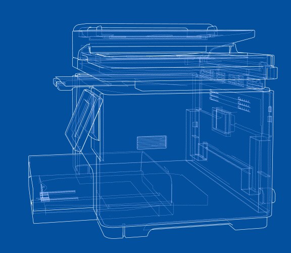 3d printer blueprints Royalty Free Vector Image