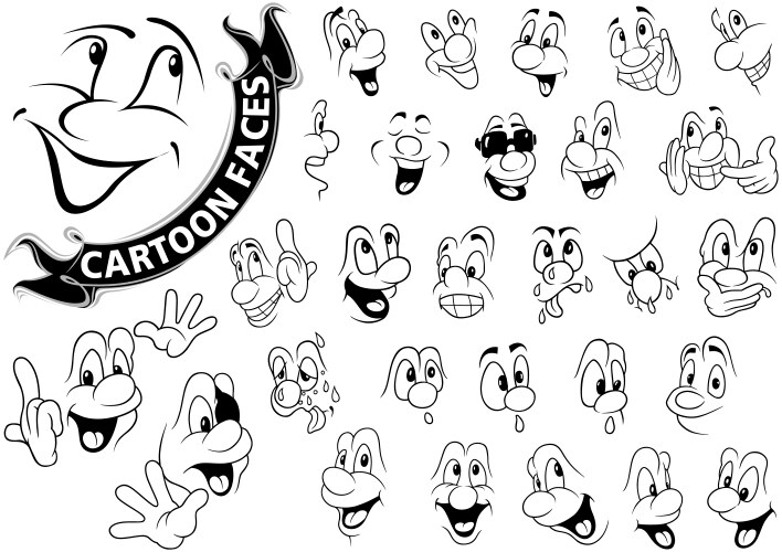 Cartoon faces for humor or comics design Vector Image