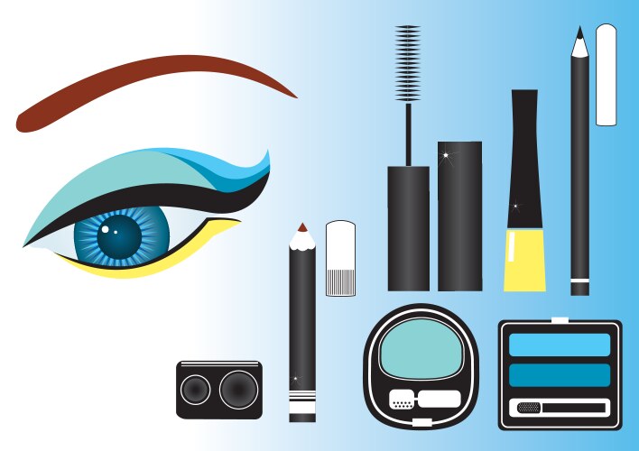 Set applicators make up brushes and cosmetics Vector Image