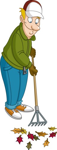 Boy and girl raking leaves Royalty Free Vector Image